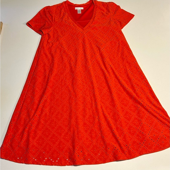 London Times | Dresses | London Times Red Eyelet Mini Dress Size 4 ...